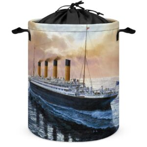 retro titanic famous old historic laundry basket for home travel with lid foldable drawstring laundry hamper for home travel