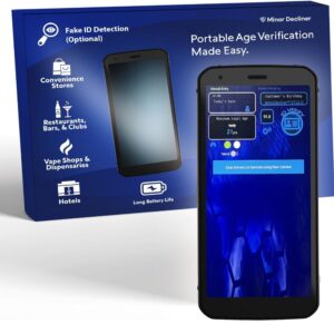 mobile id scanner for bars & clubs - easy to use & reliable id checker for your business that detects expired ids & underage customers – works in all 50 states - includes optional fake id detection