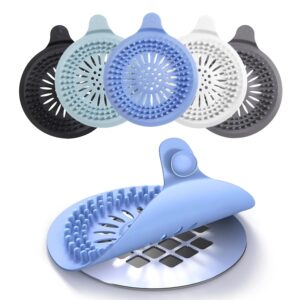 hair drain catcher bathtub, shower, sink strainer, reusable (pack of 5, 4 suction cups) silicone hair catcher shower drain, hair trap for shower drain