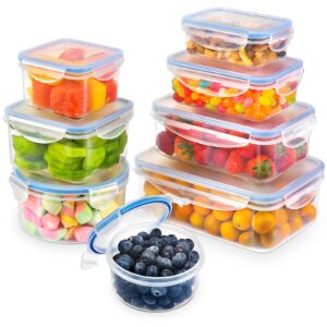 yashe food storage containers 16pcs (8 containers + 8 lids), airtight plastic food containers with lids, pantry & kitchen containers, leak-proof, bpa free, microwave & freezer safe