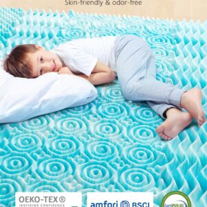 PERLECARE 3-Inch 7-Zone Queen Memory Foam Mattress Topper, Cooling Gel Mattress Topper with Airflow Channels, CertiPUR-US Certified Cooling Mattress Topper for Body Pressure Relief