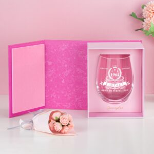 Swanfort 60th Birthday Gifts for Women,1964 Wine Glass For 60 Years Old Birthday Gift,60th Birthday Decorations for Her, 60th Birthday Gifts Ideas for Woman,Sister, Mom and Lovers with Gift Box