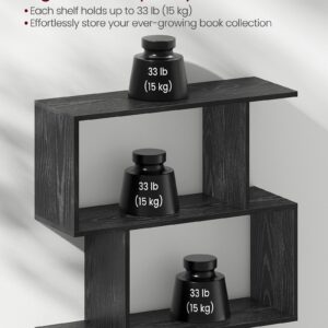 VASAGLE Bookshelf, 5-Tier Bookcase, Tall Display Shelf, Freestanding Storage Shelf, Room Divider, for Home Office, Living Room, Bedroom, Study, Ebony Black ULBC062T56