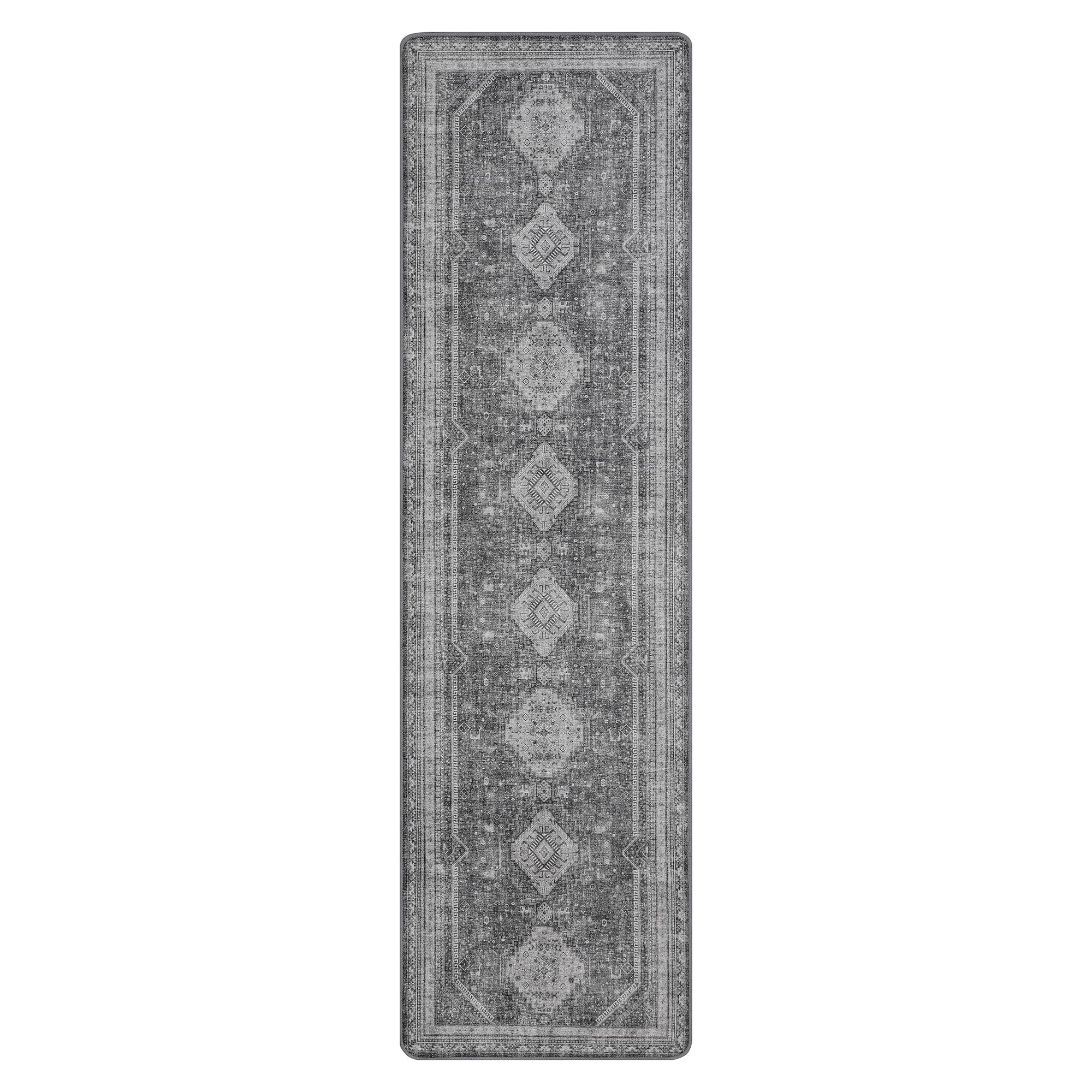 GENIMO Runner Rugs 2x5 Non Slip Hallway Runner Rug, Machine Washable Low Pile Lightweight Mat for Living Room, Entryway, Bedroom, Kitchen and Passage, Gray