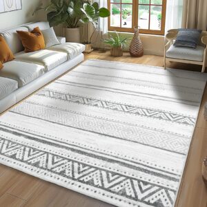 shilucheng 8x10 rug for living room modern machine washable large non-slip area rug clearance,bedroom carpet rug low-pile kid & pet friendly (grey)