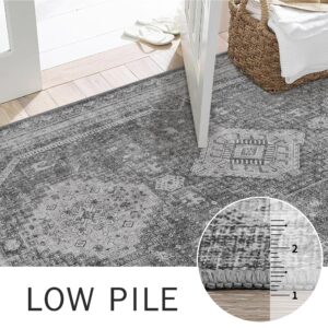 GENIMO Runner Rugs 2x5 Non Slip Hallway Runner Rug, Machine Washable Low Pile Lightweight Mat for Living Room, Entryway, Bedroom, Kitchen and Passage, Gray