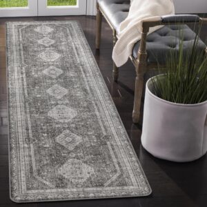 GENIMO Runner Rugs 2x5 Non Slip Hallway Runner Rug, Machine Washable Low Pile Lightweight Mat for Living Room, Entryway, Bedroom, Kitchen and Passage, Gray