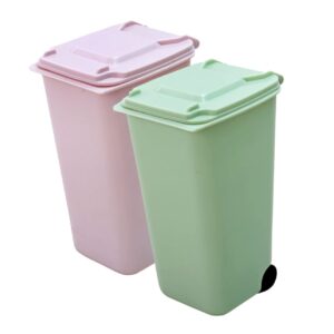 fondotin 2 pcs mini trash can with lid compact desktop wastebasket for bedroom office car versatile small trash can pen holder for easy organization