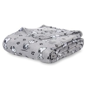 berkshire blanket peanuts® velvetloft® cute character snoopy plush blanket,peanuts poses and paws grey,twin 60 in x 90 in (official peanuts® product)