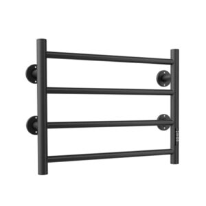 jtdishiny electric heated towel warmer 4 bars for bathroom, stainless steel wall mounted heated towel drying rack black