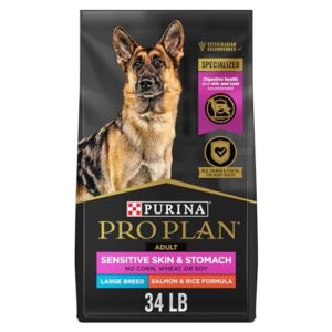 purina pro plan sensitive skin and stomach dog food large breed salmon and rice formula - 34 lb. bag