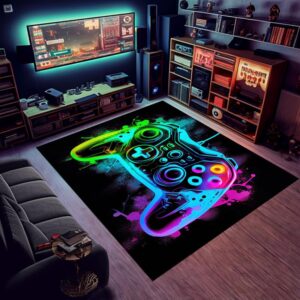 dayel gaming rugs - gamer rug for bedroom, boys' game room, and living room - 36x24 inches