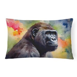 caroline's treasures dac2920pw1216 gorilla throw pillow machine washable, indoor outdoor decorative pillow for couch, bed or patio, 12hx16w