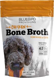 bluebird provisions chicken bone broth for dogs - dog safe bone broth - delicious bone broth powder for dogs - bone broth for cats - bone broth without onion and garlic - chicken broth for dogs