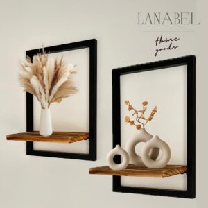 lanabel floating shelves for wall, 30*12*40 cm, black