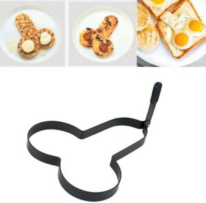 1pc black funny egg fryer, stainless steel egg pancake cooking tool non-stick kitchen diy egg fried mould with handle for muffins patties, for valentine's day egg poachers, specialty cookware