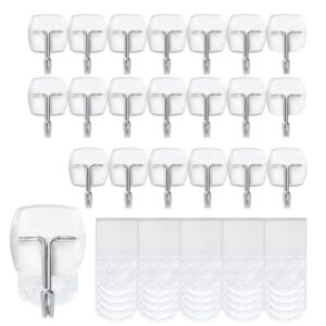 carainbo 20 hooks-25 strips,clear small wire toggle hooks value pack, damage free hanging wall hooks with adhesive strips, no tools utility hooks for hanging decorations