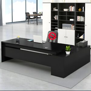 lakiq l shape executive desk with file cabinet storage manufactured wood office desk with cable management- without chairs (black-left hand return, 63" l x 23.6" w x 29.5" h)