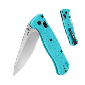 flissa 4.5" folding pocket knife, lightweight edc pocket knife with axis lock, 3.2" aus-8 steel blade, sharp camping hiking knife with pocket clip, unique tool gift for men, dad (blue)