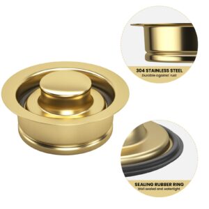 Kitchen Sink Garbage Disposal Flange and Sink Stopper,fit Stainless Steel 3-1/2 inch Standard Sink Drain Opening Kitchen Sink Replacement Accessories (Gold Bright)