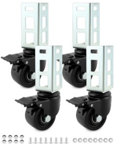 qwork storage rack caster wheels, 4 pack 3" heavy duty 1500 lb. max total capacity storage shelf accessories, fit for boltless self locking shelving racks