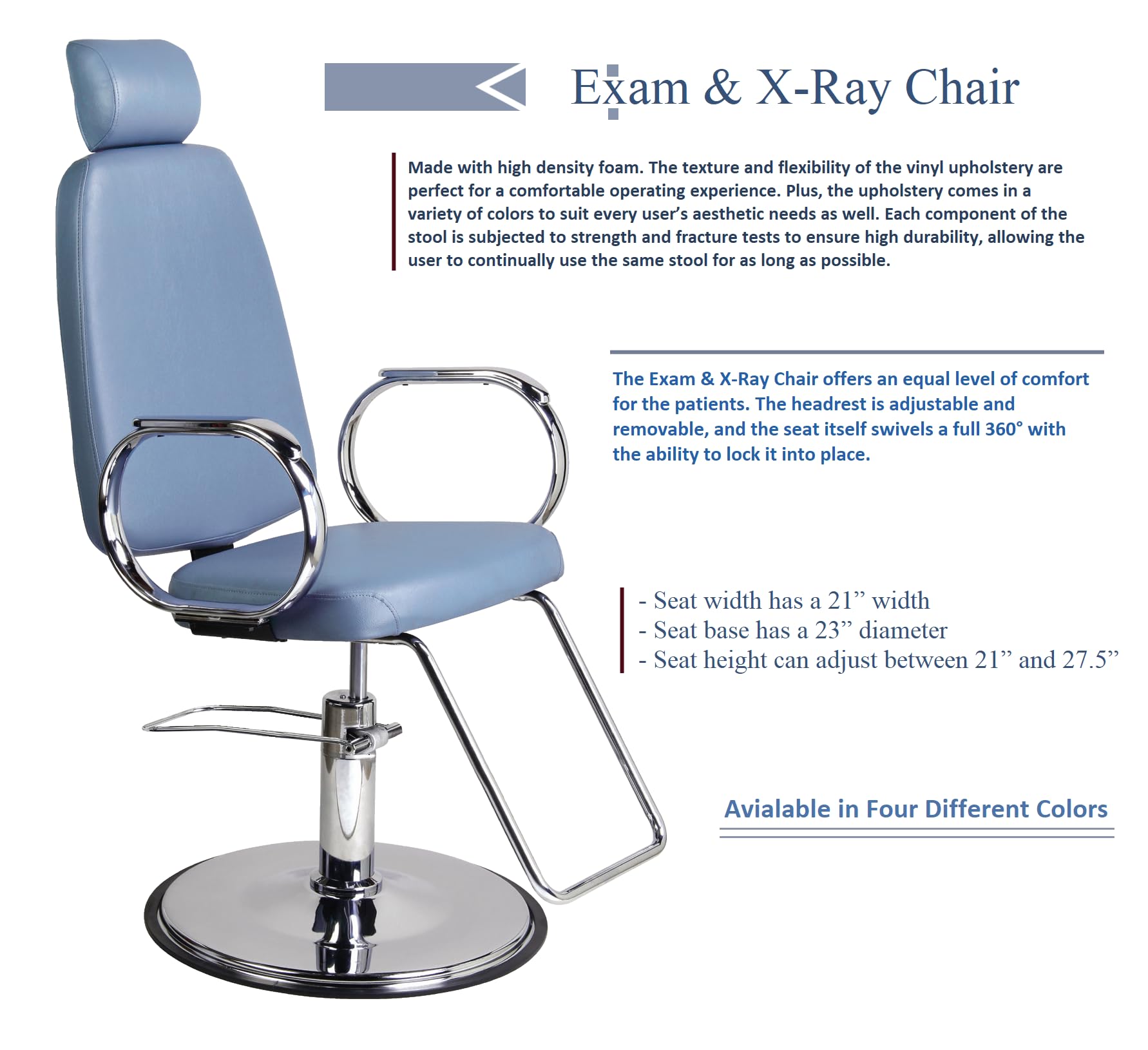 AmeriCan Goods Professional Dental Patient Exam & X-Ray Chair Deluxe Quality 360° Swivel, Adjustable & Removable Headrest Stool (Graystone)