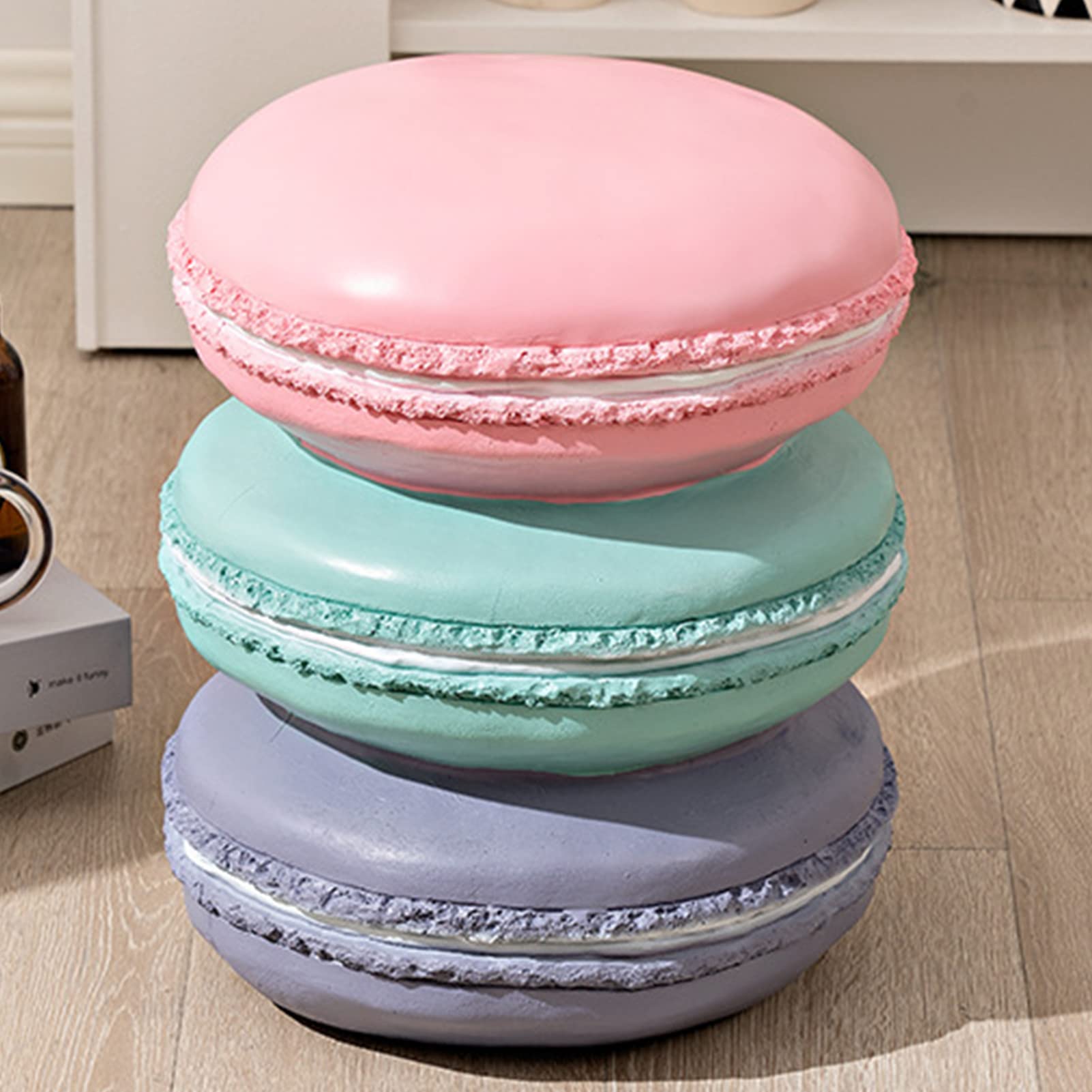 Algado Simulated Food Stool, Soft Resin Retro Fun Ingenious Decorative Low Food Shoe Changing Stool, Changing Stool for Hallway Office Lounge Dorm Room(Sweetheart Cookie)