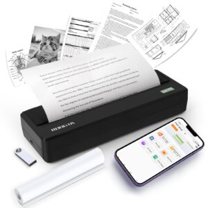 rongta portable printer wireless for travel, 300dpi thermal inkless bluetooth mobile printer, support 8.5" x 11" us letter, compatible with android ios phone & laptops (gray)