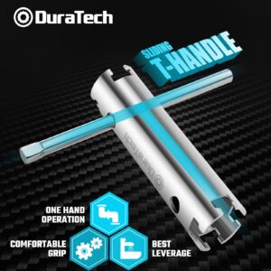 DURATECH Long Reach Basket Strainer Wrench, Universal Sink Strainer Wrench with Sliding Handle, Double End, 1/2" & 3/8 "