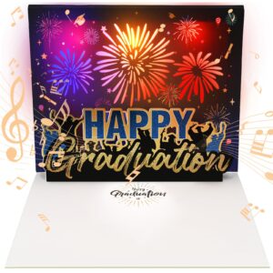 relithick 2024 graduation fireworks 3d pop up greeting card congrats grad card congratulations personalized gift class of 2024 for high school college university phd graduates (blue and gold)