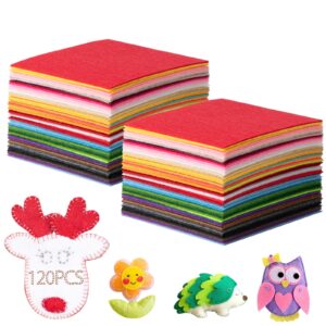 simetufy 120pcs felt fabric sheets, 4x4 inch diy felt sheets, 1mm thick non-woven patchwork material for sewing projects & decoration - 40 assorted colors (10 x 10cm)