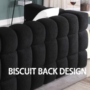 Dolonm Cloud Sofa Couch, Bouclé Fabric Couches for Living Room 84 Inch Modern Sofa for Apartment, Black