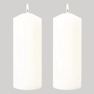 pillar candles set of 2, unscented large white emergency candle, 3x8 inches hand poured tall candles bulk, non-toxic smokeless dripless and unscented candles for home wedding decor candles