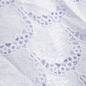 ZhenGuiRu African Lace Fabric 5 Yards, Nigerian Cord Guipure Water Soluble White Lace Fabric for Party Dress Sewing