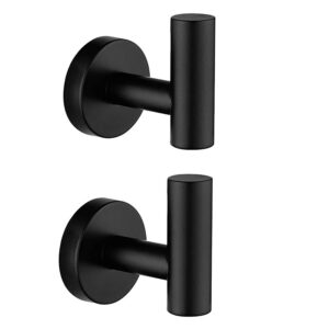 dmokjer bath towel hooks,sus 304 stainless steel robe hook holder, coat hook,wall mounted heavy duty robe hook holder for bathroom, 2 pack (black)