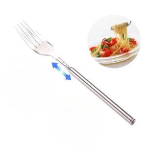 1 pack extendable fork telescopic fork extendable stainless steel retractable fork ideal for dinner fruits and desserts rust-resistant and durable bbq utensil with extendable handle dinner fork