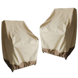 vanteriam patio chair covers for outdoor lawn furniture waterproof - 600d heavy duty and waterproof patio high back chair covers - w29''x d30''x h37.5'' beige & brown 2 pack