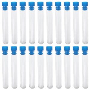 hobbyin 20pcs clear plastic test tubes with blue caps,16×100mm clear tube for scientific experiments, halloween, christmas