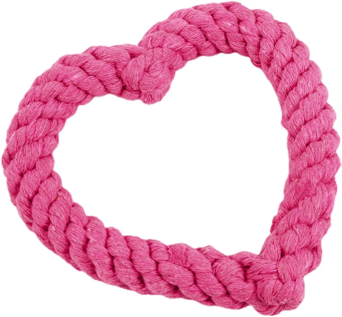 Pink Cute Dog/Cat Chew Toys, Dog Toys for Chewers, Heavy Duty Dental Dog Rope Toy for Dogs, Creative Love Heart Shaped Interactive Rope Dog Toys, Cotton Puppy Teething Chew Tug Toy Dark Pet Supplies