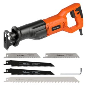 yunirvana 120v reciprocating saw, 6.0 amp variable speed corded reciprocating saw with 4/5" stroke length, 3000 spm and 4-1/2" max for wood, metal, pvc pipe cutting