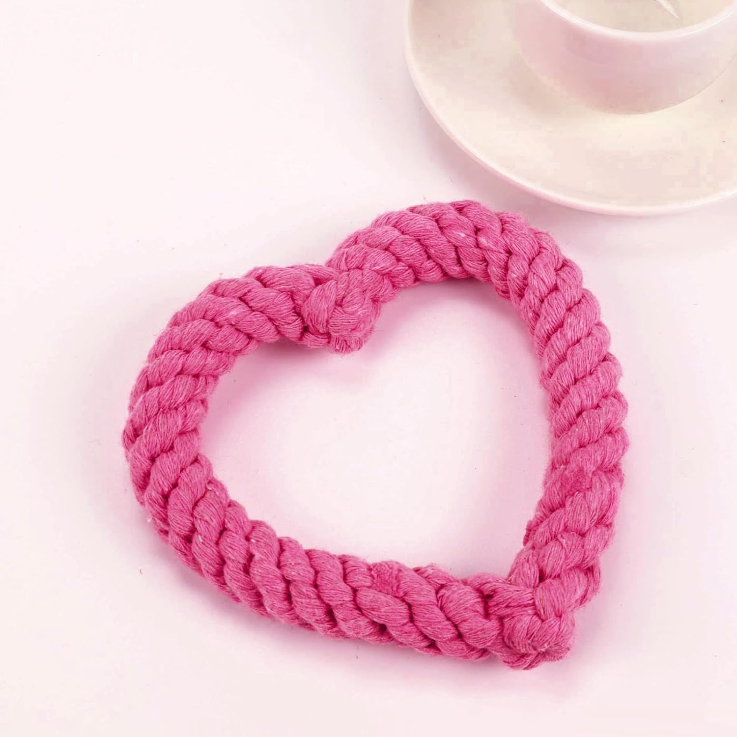 Pink Cute Dog/Cat Chew Toys, Dog Toys for Chewers, Heavy Duty Dental Dog Rope Toy for Dogs, Creative Love Heart Shaped Interactive Rope Dog Toys, Cotton Puppy Teething Chew Tug Toy Dark Pet Supplies