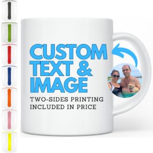 personalized coffee mug - design custom cup with photo text and logo novelty customized gifts for women and men coffee cup tea cup taza personalizada 11oz (two-sides)