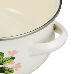 SHOWERORO Enamel Soup Pot Kitchen Stew Pot Enameled Oven Braising Pan with Lid Stockpot with Lid 8 Quart Porcelain Cooking Saucepan Pasta Steamer Food Thicken Stockpot Metal Soup Plate