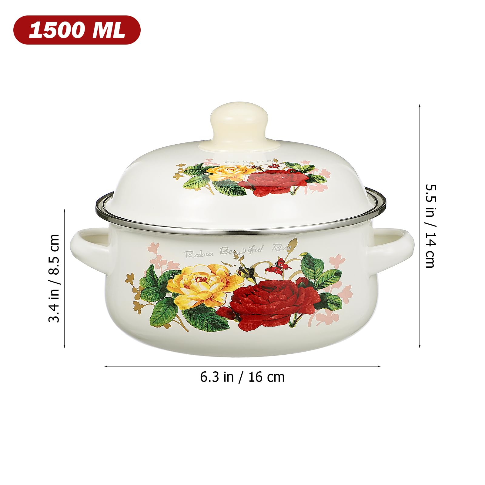 SHOWERORO Enamel Soup Pot Kitchen Stew Pot Enameled Oven Braising Pan with Lid Stockpot with Lid 8 Quart Porcelain Cooking Saucepan Pasta Steamer Food Thicken Stockpot Metal Soup Plate