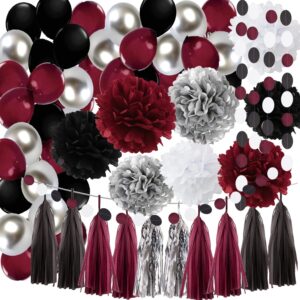 graduation party decorations maroon black 2024/burgundy black graduation decorations 2024 burgundy silver black balloons/burgundy black birthday party decorations