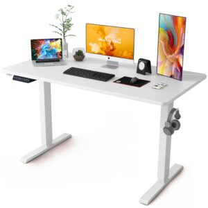 win up time whole piece electric standing desk- height adjustable stand up desk, sit to stand desk with wheels for home office & computer workstation