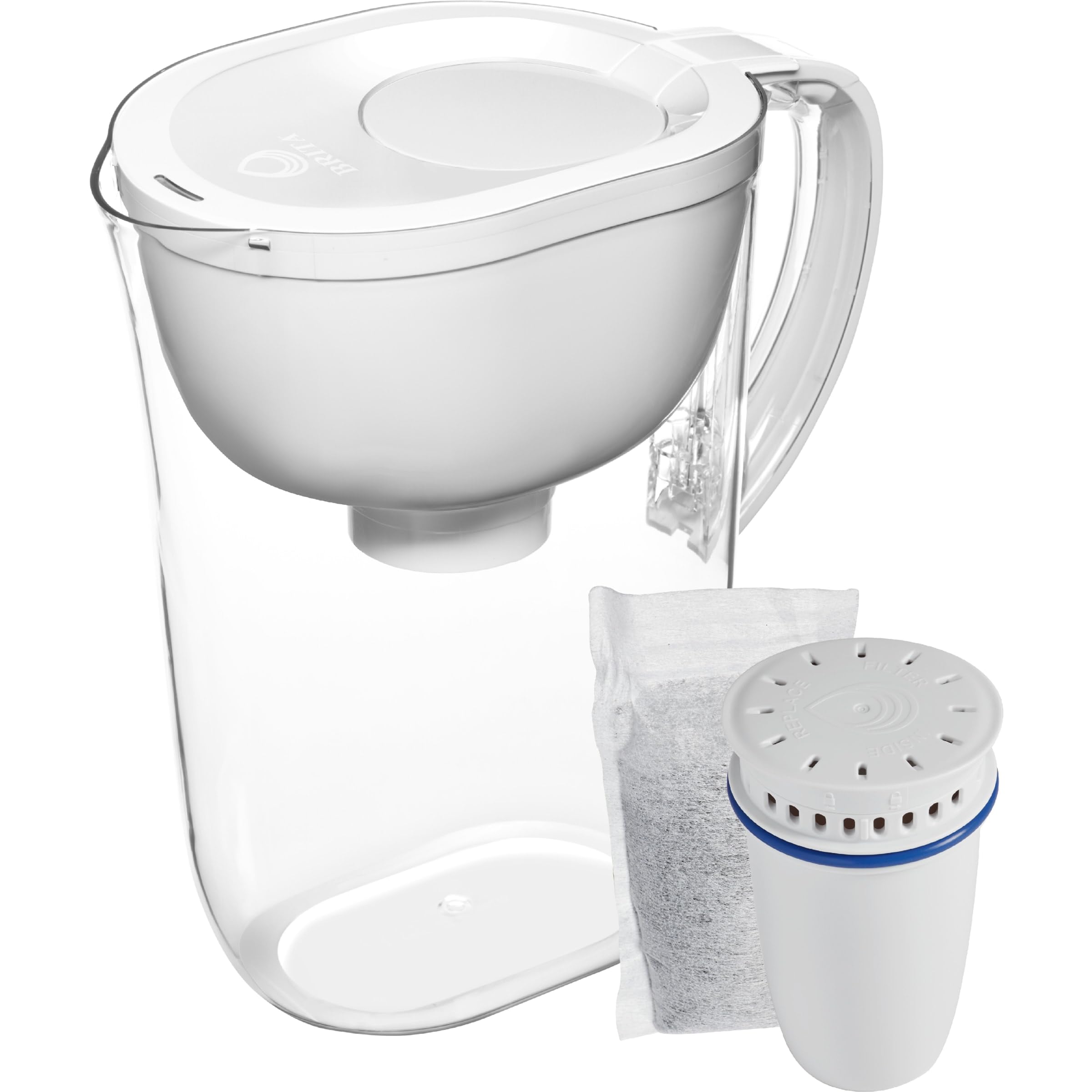 Brita Refillable Water Filtration System with Large 10 Cup Pitcher, Everyday, White, and 1 Refillable Filter