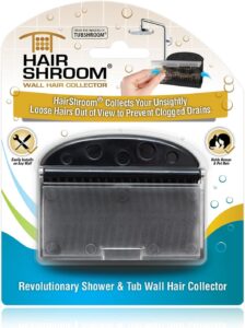 hairshroom reusable shower & bathtub wall hair catcher hair grabber snare for the hidden storage of wet hair to prevent clogged drains, black