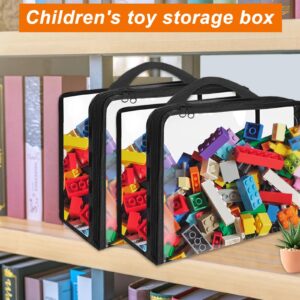 Hlimior 6 Pack Extra Large Toy Storage Bags PVC Organizing Bags with Zippered, Toy Storage Organizer with Portable Handheld，Waterproof Toy Bags for Board Games Clay, Building Blocks, Toys，Books