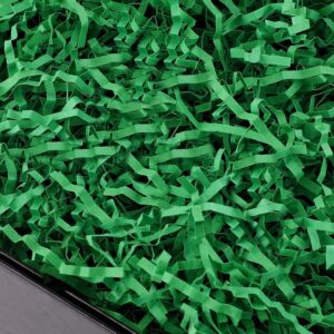 plinjoy 4 oz crinkle cut paper shred filler for gift basket shredded confetti paper box stuffing easter basket grass (green)